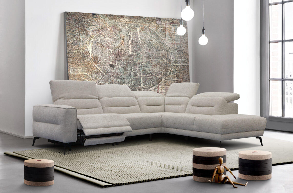 Polska sofa narożnik Bali modułowy z elektrycznym Relaxem